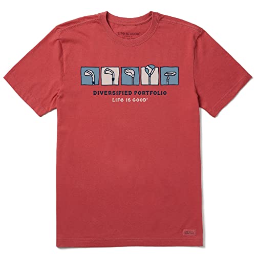 Life is Good. Men's Diversified Portfolio Golf Clubs Crusher-Lite Tee, Faded Red