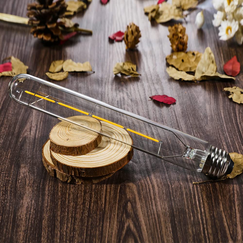 LED Tube Bulbs,Soft White 3000K,T10 Dimmable LED Filament Bulb,8.9in Tubular Edison Light Bulbs 4W Dimmable Tube Vintage Led Bulbs 40 Watt Equivalent,E26 Medium Base Lamp (4-Pack)