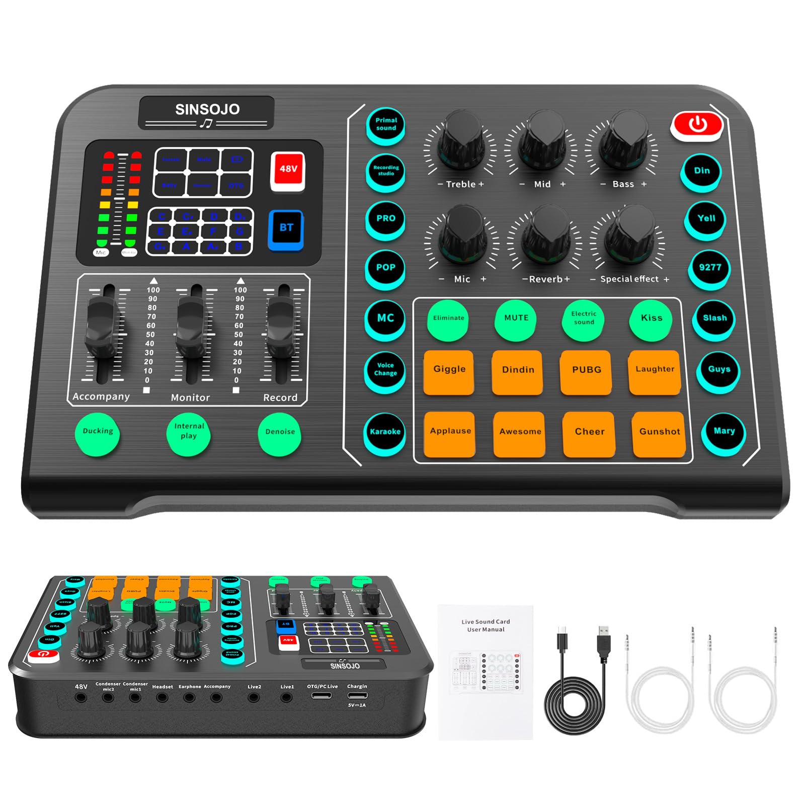 Podcast Equipment Bundle,Condenser Microphone Bundle with Tripod Stand and Professional Audio Mixer/studio equipment/podcast microphone for Streaming Broadcast,Gaming,Recording,Singing,tiktok,YouTube