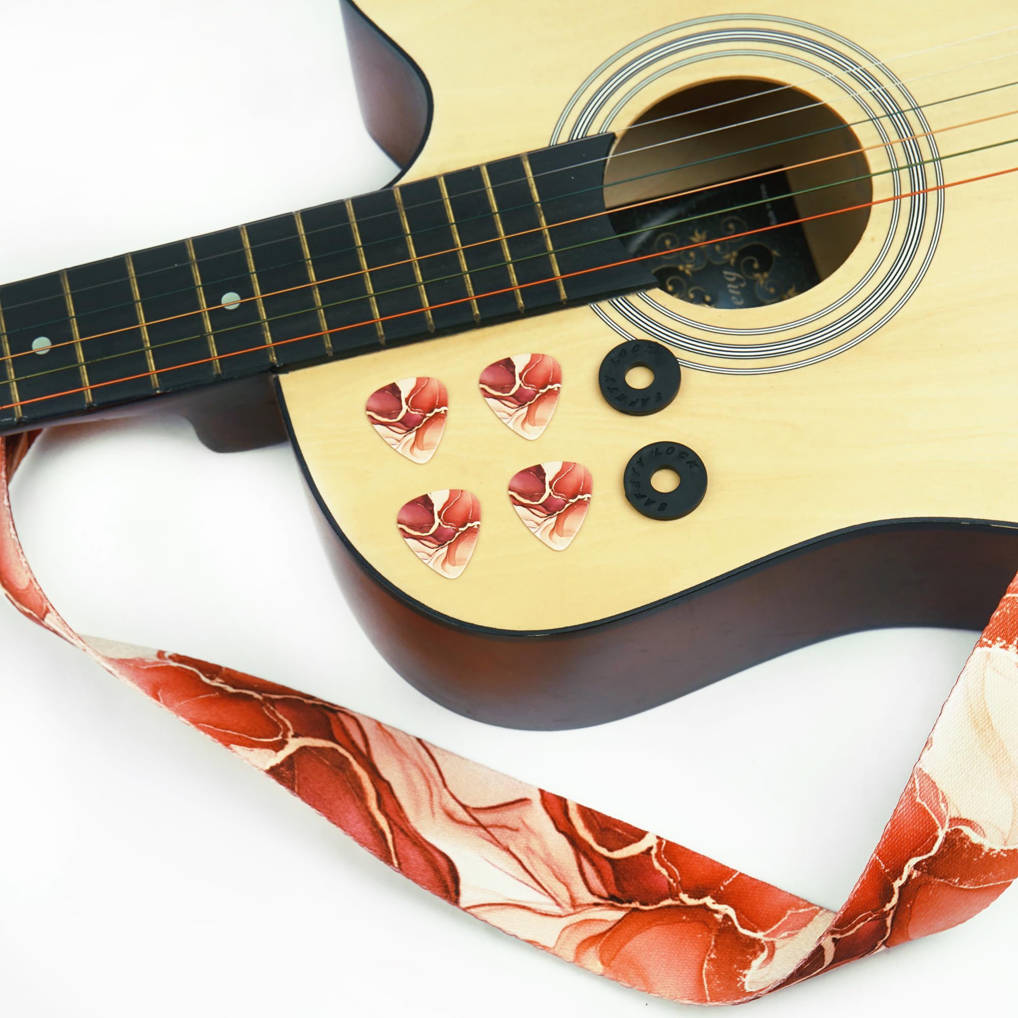 lizimandu Adjustable Guitar Strap Includes 2 Strap Locks & 4 Matching Picks.Leather ends Guitar Shoulder Strap Suitable for Acoustic Guitar,Electric Guitar,Christmas Gift for Guitarist(1-Splash Ink3)