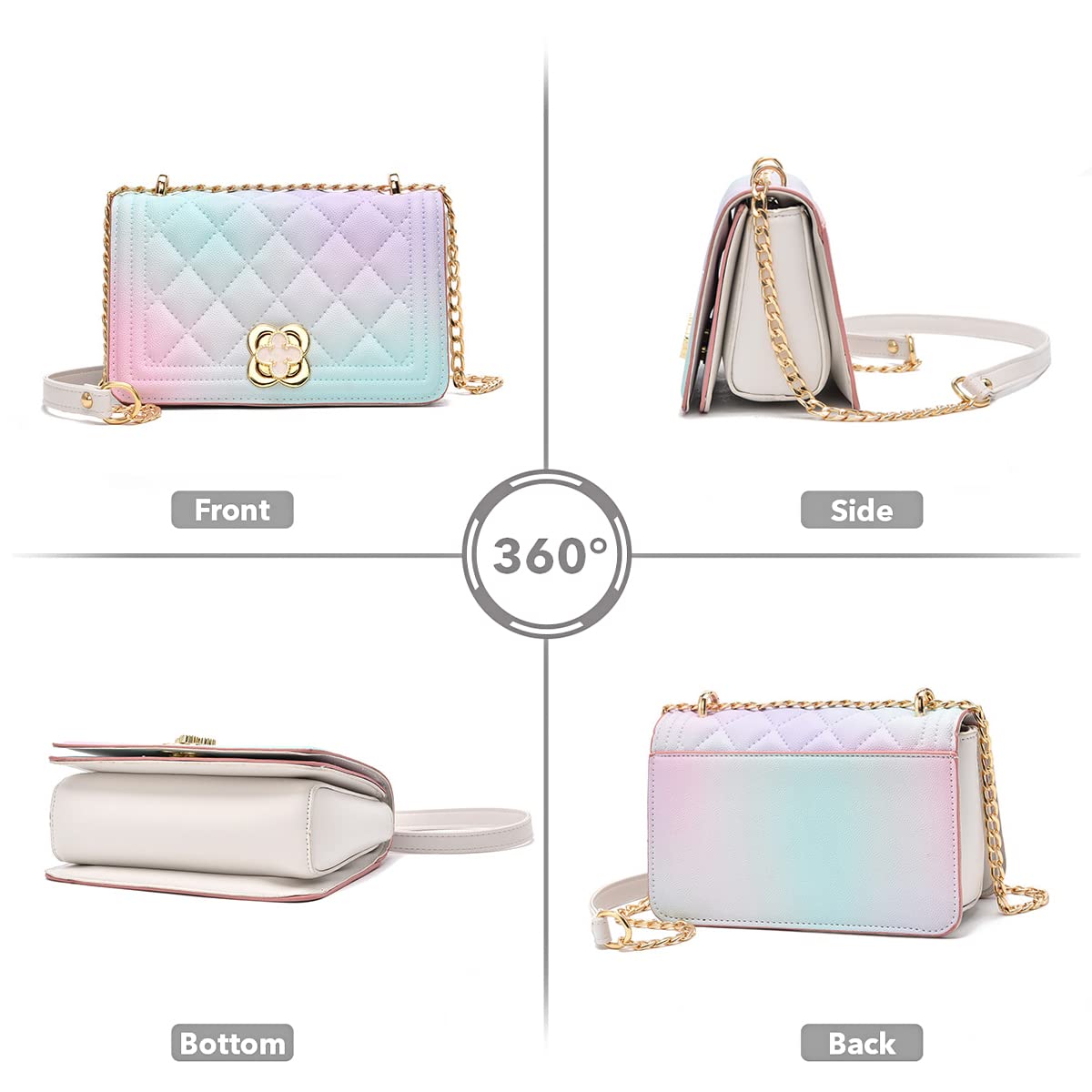 PS PETITE SIMONE Crossbody Bags for Women Trendy Quilted Bag Shoulder with Chain Small Handbag Evening Bag Satchel Purses