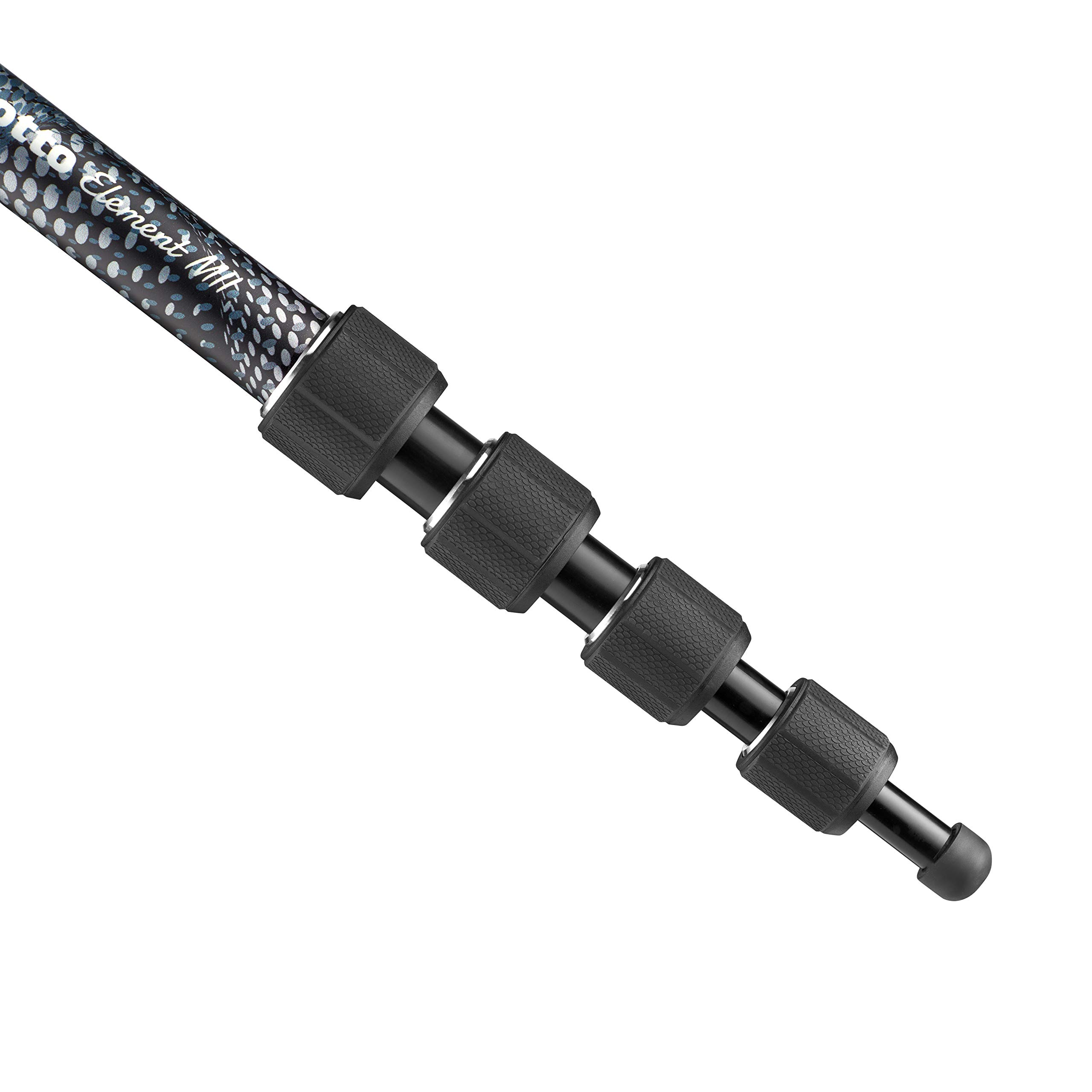 Manfrotto Element MII MMELMIIA5BK, Lightweight 5-Section Aluminium Travel Camera Monopod, with Wrist Strap, Rubber Grip, Twist Locks, Load up 15kg, for Compact Cameras, Mirrorless, DSLR, Black
