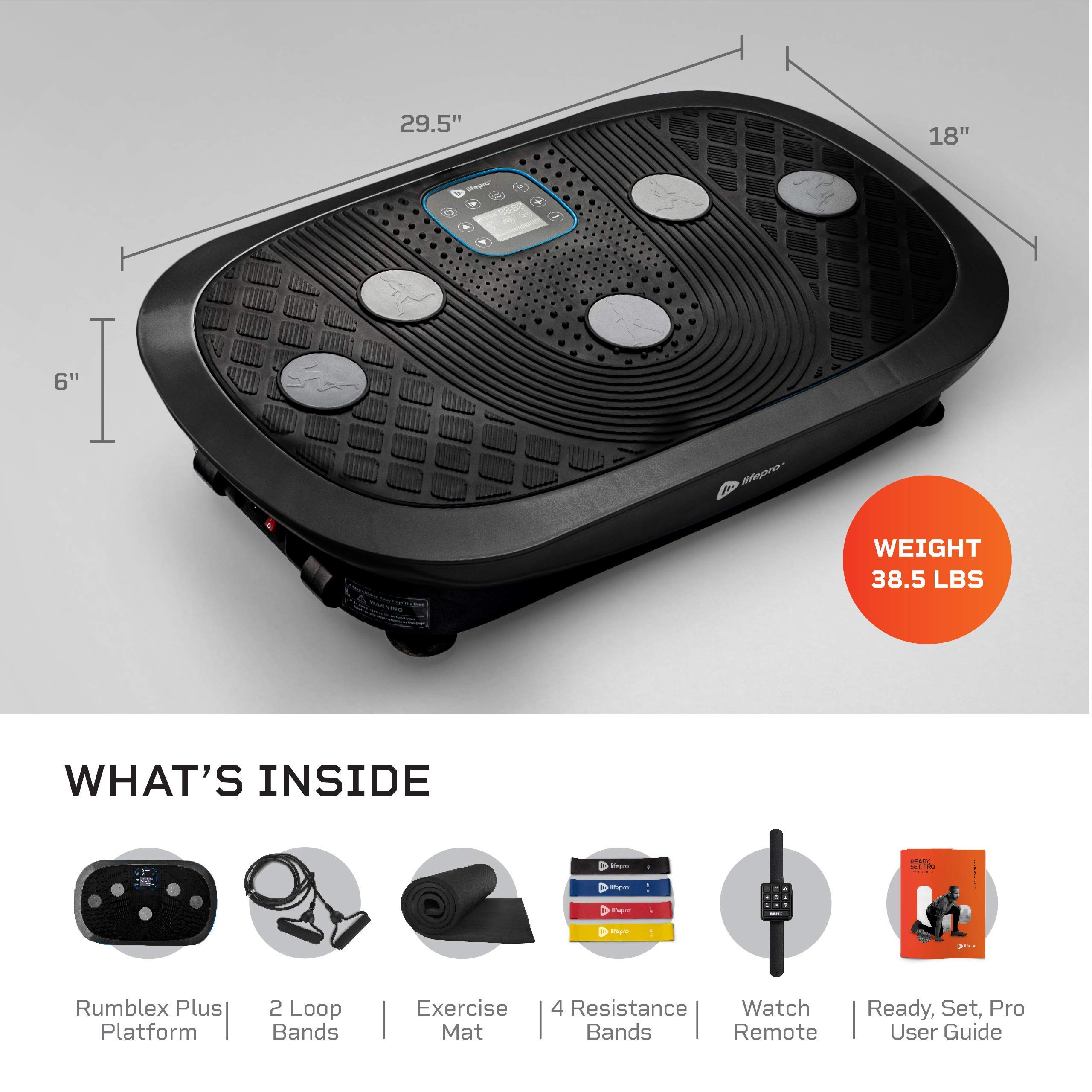 LifePro Rumblex Plus 4D Vibration Plate Exercise Machine, and Sonic Handheld Percussion Massage Gun Bundle