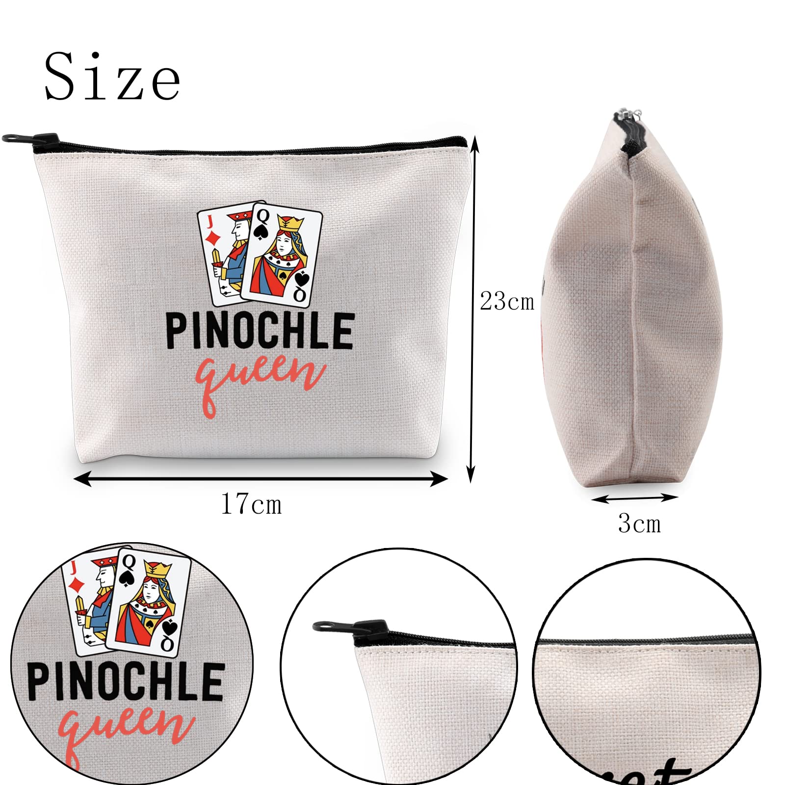 POFULL Pinochle Lover Gift Pinochle Queen Player Cosmetic Bags Pinochle Card Game Queen Gift (Pinochle Queen bag)