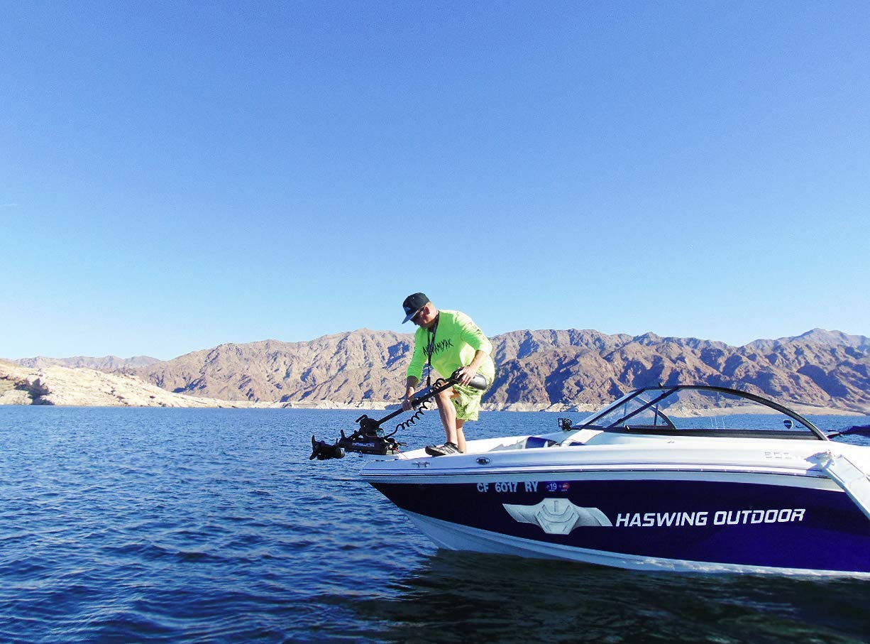 PARKHO HASWING Electric Trolling Motor – 12V 54" 55lbs Cayman GPS Anchor Control Shaft Bow Mount Portable Fishing Boat Saltwater Freshwater with Wireless Remote Quick Release Bracket