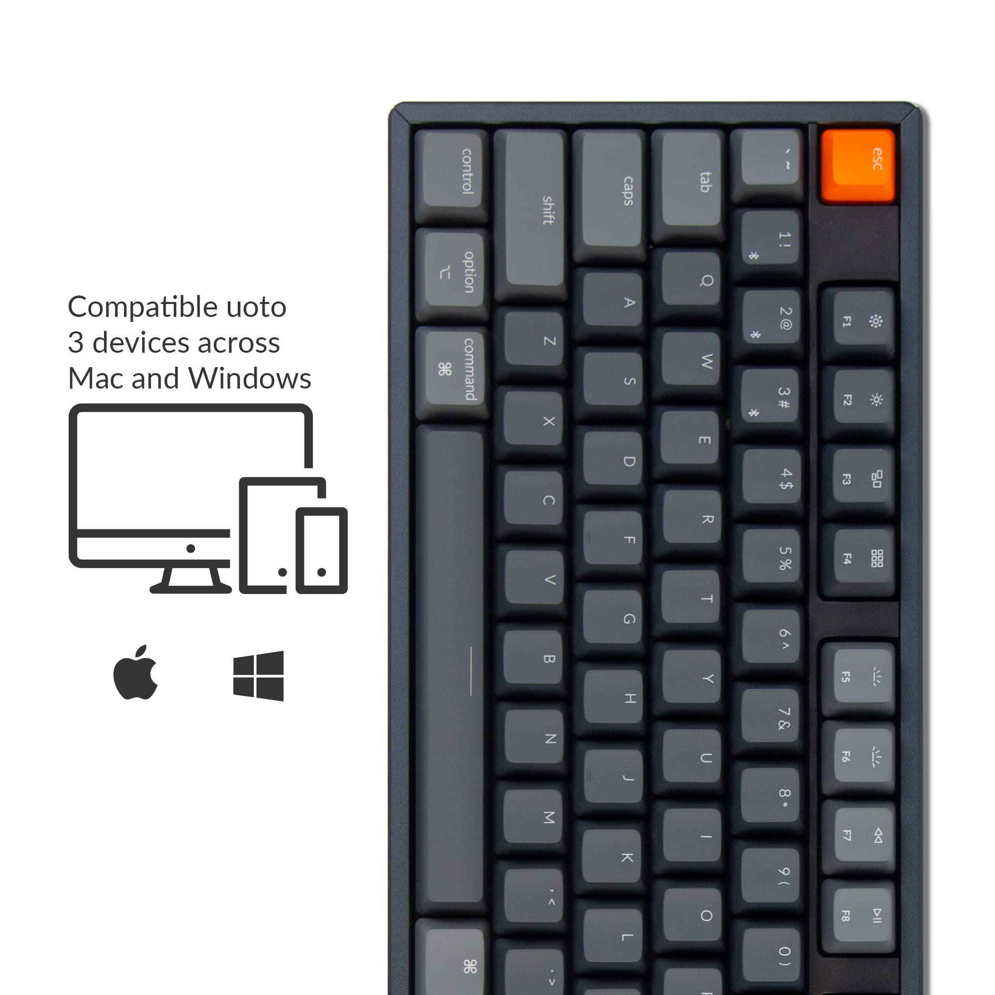 Keychron K10 Full Size 104 Keys Bluetooth Wireless/USB Wired Mechanical Gaming Keyboard for Mac with Gateron G Pro Brown Switch/RGB Backlight/Multitasking Computer Keyboard for Windows, Aluminum Frame
