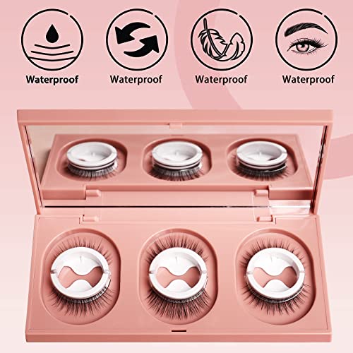 SAOTAENG Reusable Self-Adhesive Eyelashes No Lashes or Glue Needed, False Lashes Stable and Easy to Put On, Natural Look and Waterproof Fake Eyelashes, Gift for Women (3-Pairs)…