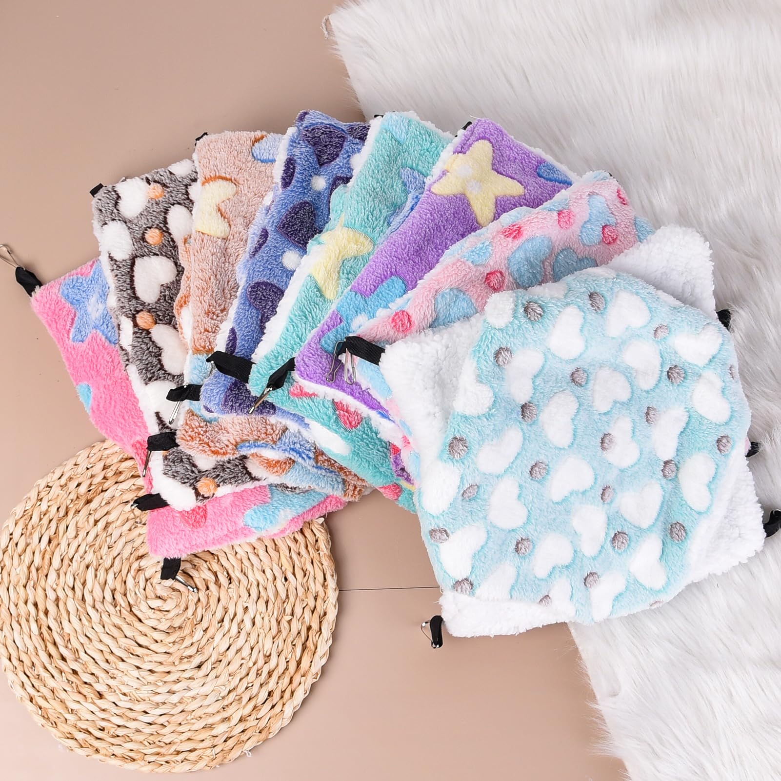 Jspupifip 8 Pcs Guinea Pig Rat Hammock Hanging Hammock Bunkbed Toys Accessories for Small Animals Guinea Hamster Parrot Rat Mice Chinchilla Flying Squirrel Hideout Soft Double Layer