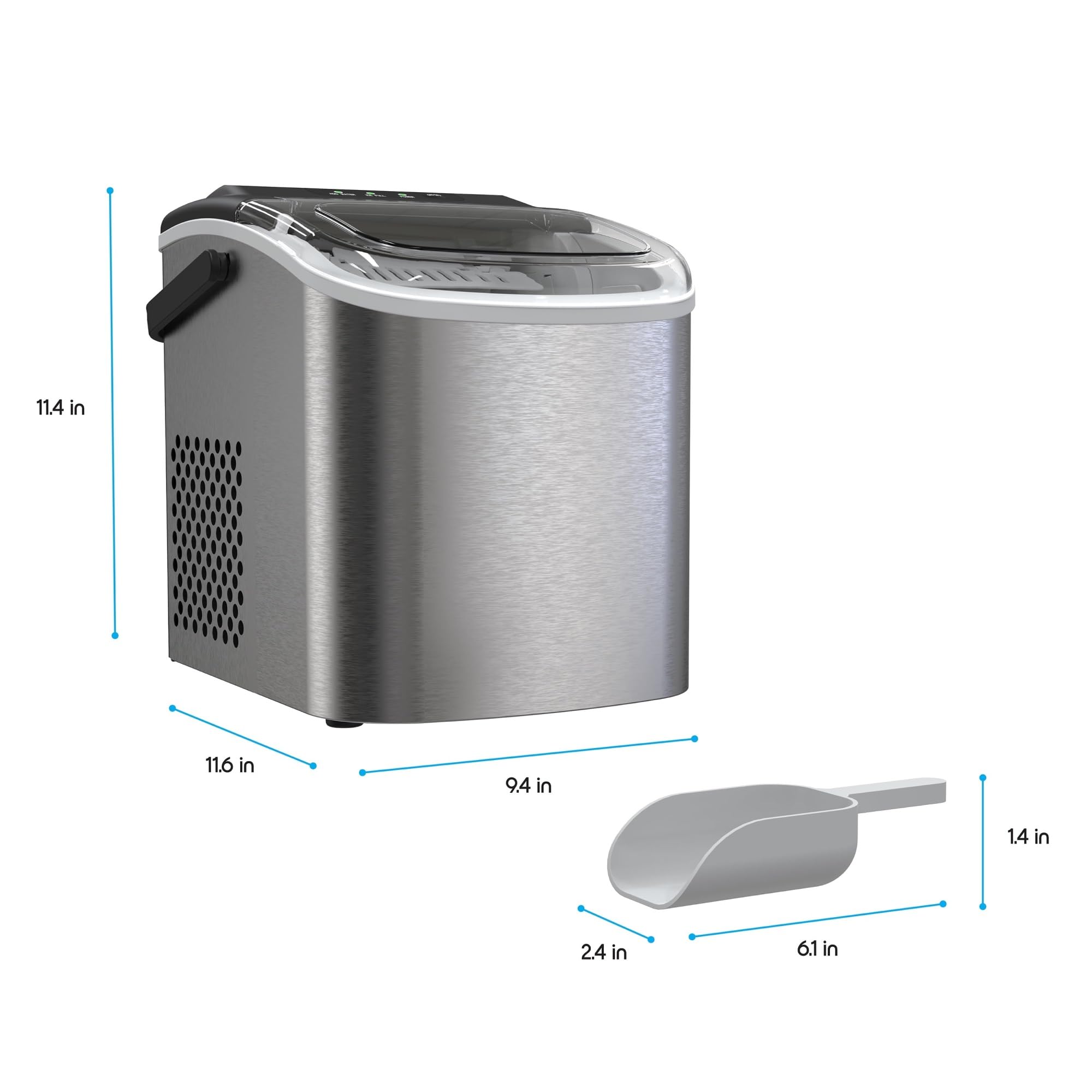 VUJBJBN Quick Cube Ice Machine,26lbs/24hrs Portable Countertop Cubed Ice Maker