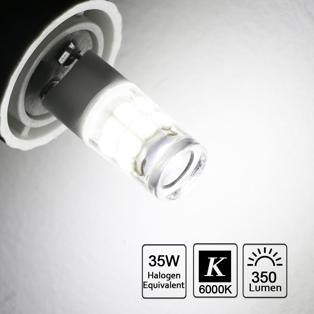 NAY G8 LED Light Bulb 3 Watts Daylight White - G8 Base Bi-pin Xenon JCD Type LED 120V 20W Halogen Replacement Bulb for Under Counter Kitchen Lighting, Under-Cabinet Light.Pack of 5(5, G8 Daylight)