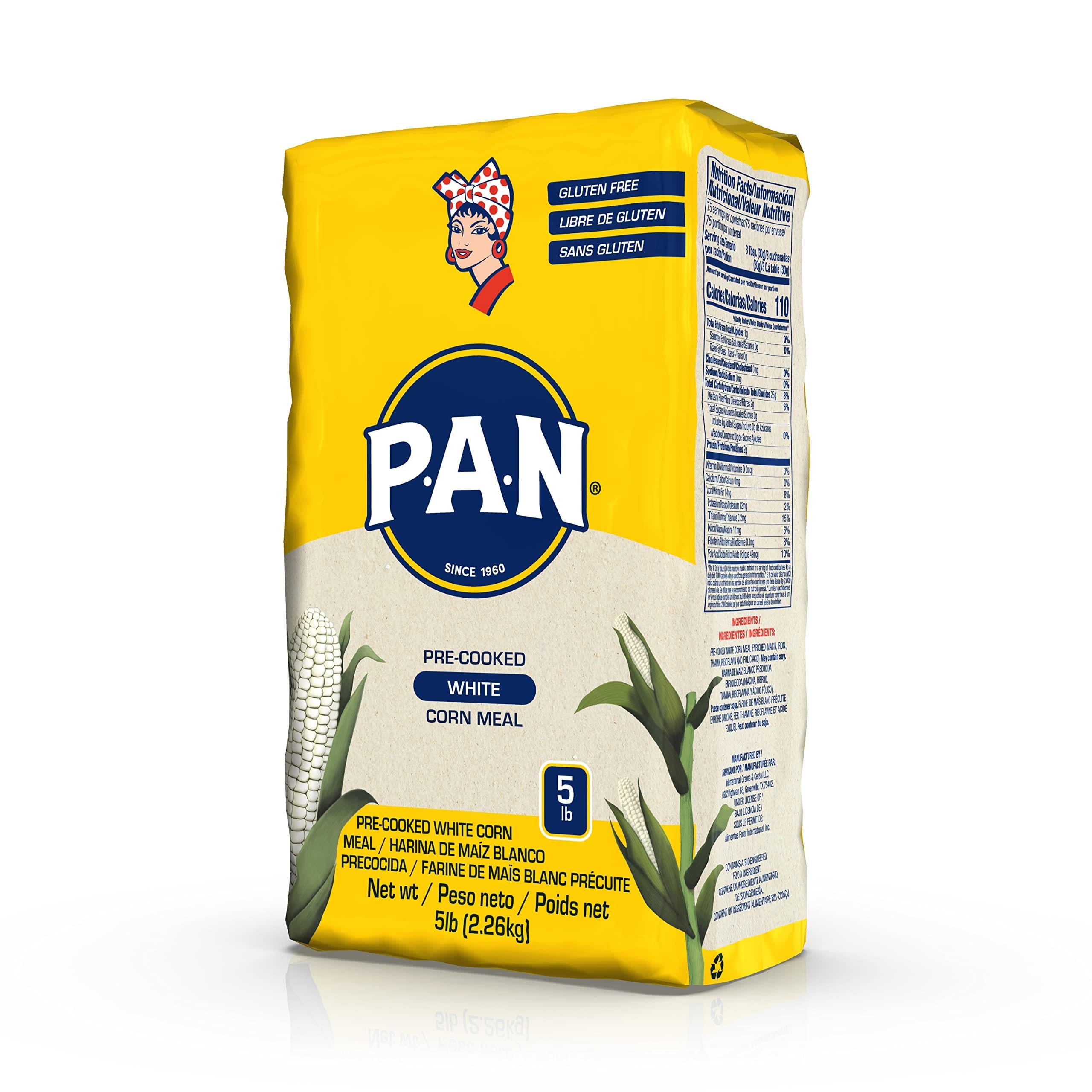 P.A.N. White Corn Meal β Pre-cooked Gluten Free and Kosher Flour for Arepas (5 lb/Pack of 1)