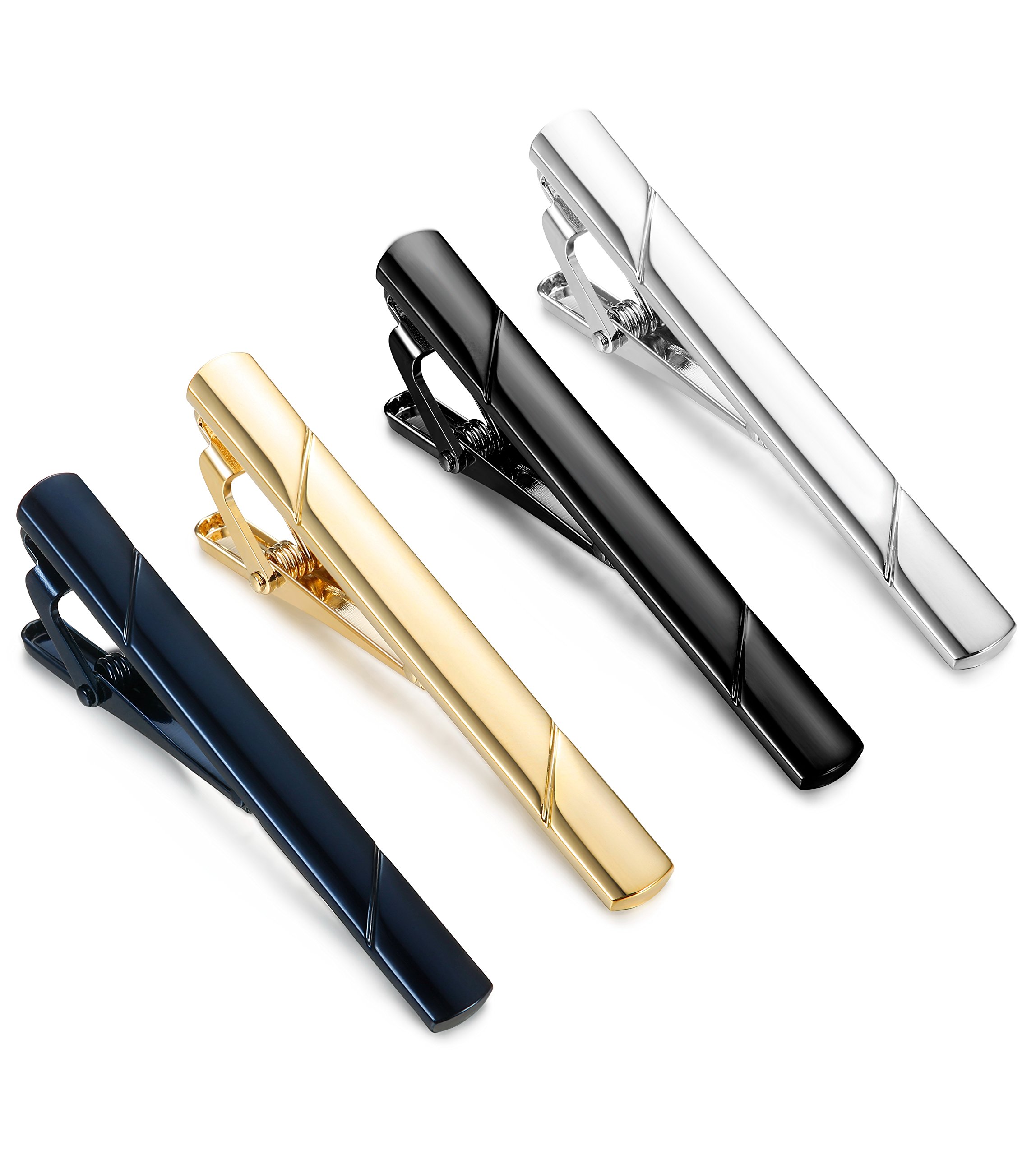 Jstyle 4 Pcs Tie Clips for Men Tie Bar Clip Set for Regular Ties Necktie Wedding Business Clips