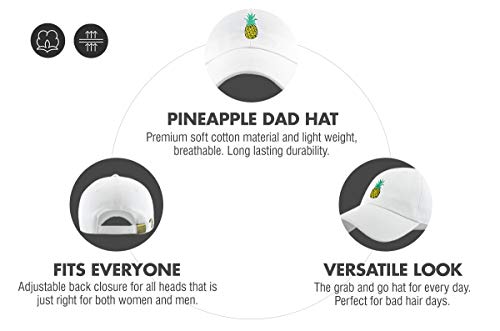 KBSV-021 WHT2 Daddy Dad Hat Pineapple Vacation Baseball Cap Vintage Distressed Classic Polo Style Adjustable