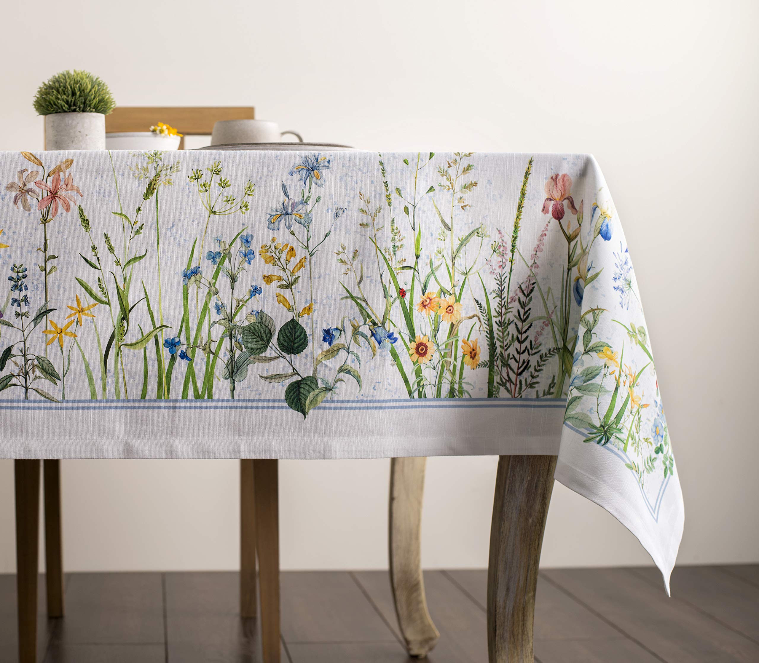 Maison d' Hermine Table Cover 100% Cotton 54"x72" Decorative Tablecloth Washable Rectangle Tablecloths, Dining, Home, Wedding, Banquet, Buffet, Fleurs De Mai - Spring/Summer