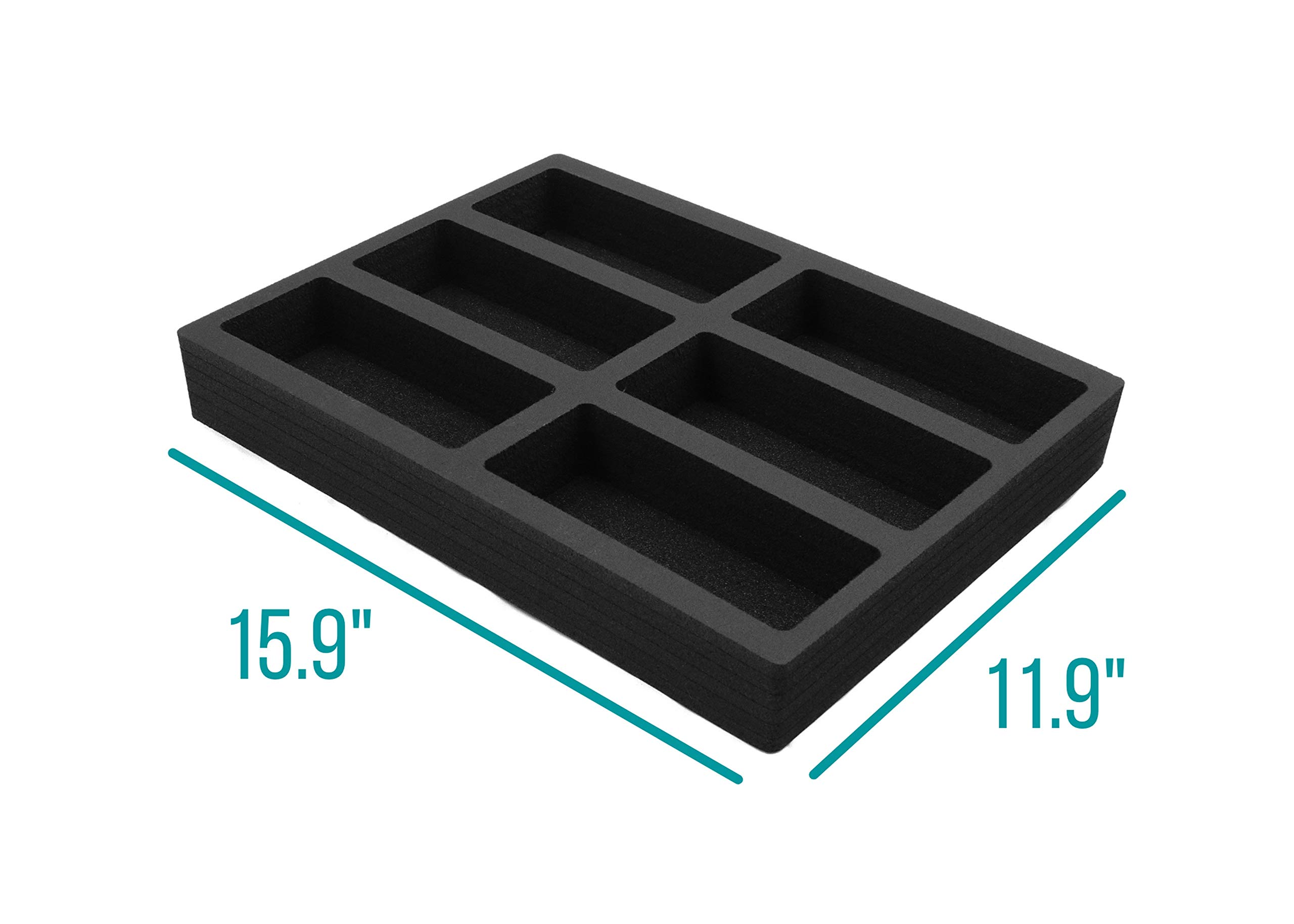 Polar Whale Tea Bag Storage Deluxe Organizer Tray Drawer Bin Insert for Kitchen Home Office Condiments Packets Waterproof Washable Black Foam 6 Compartment 11.9 X 15.9 Inches