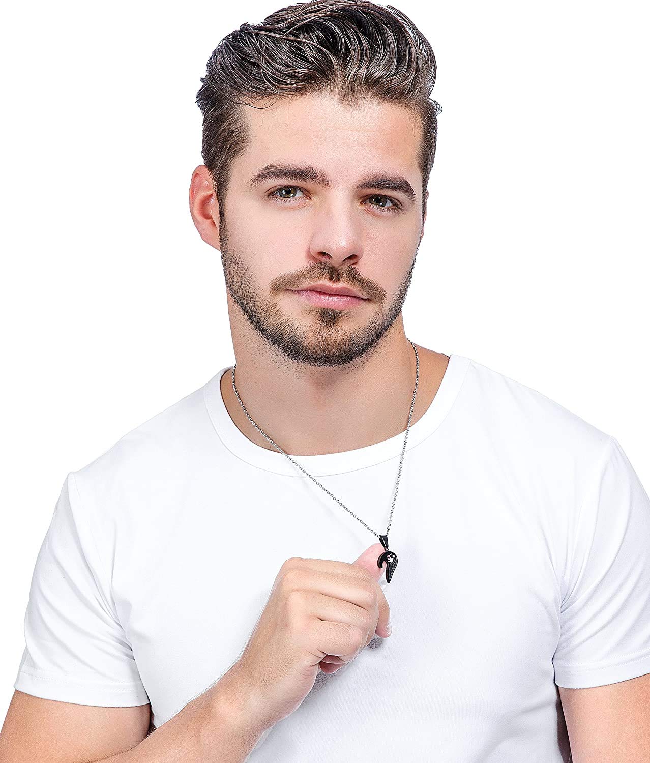 Jstyle Stainless Steel Mens Womens Couple Necklace Pendant Love Heart CZ Puzzle Matching