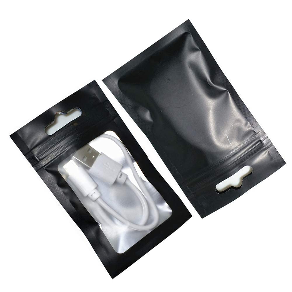 PABCK 100 Pieces Resealable Airtight Matte Window Zipper Lock Bags with Euro Hang Hole 2.3x3.9 inch(Inside Size 1.9x2.5inch) for Zip Food Storage Lock Pouch