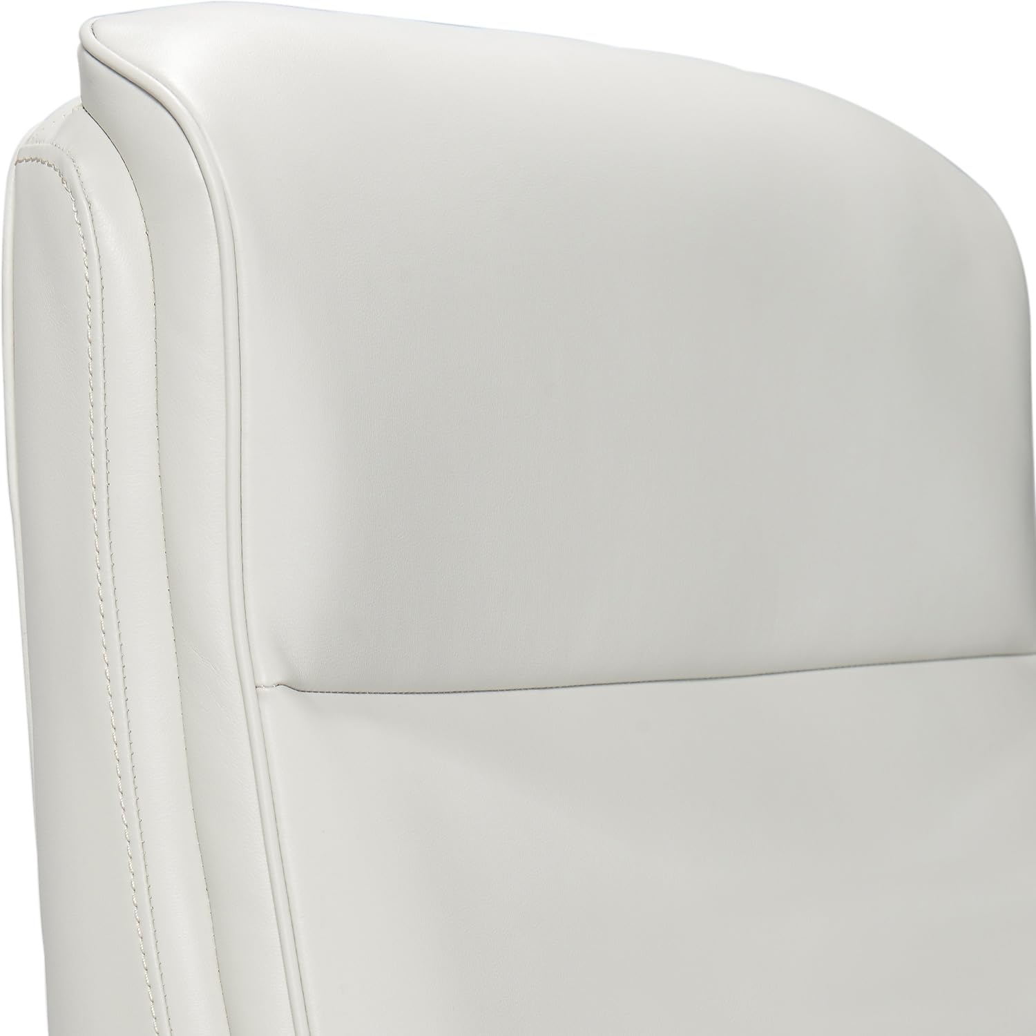 La-Z-Boy Dawson Modern Executive Office, Adjustable High Back Ergonomic Computer Chair with Lumbar Support, White Bonded Leather with Wood Inlay