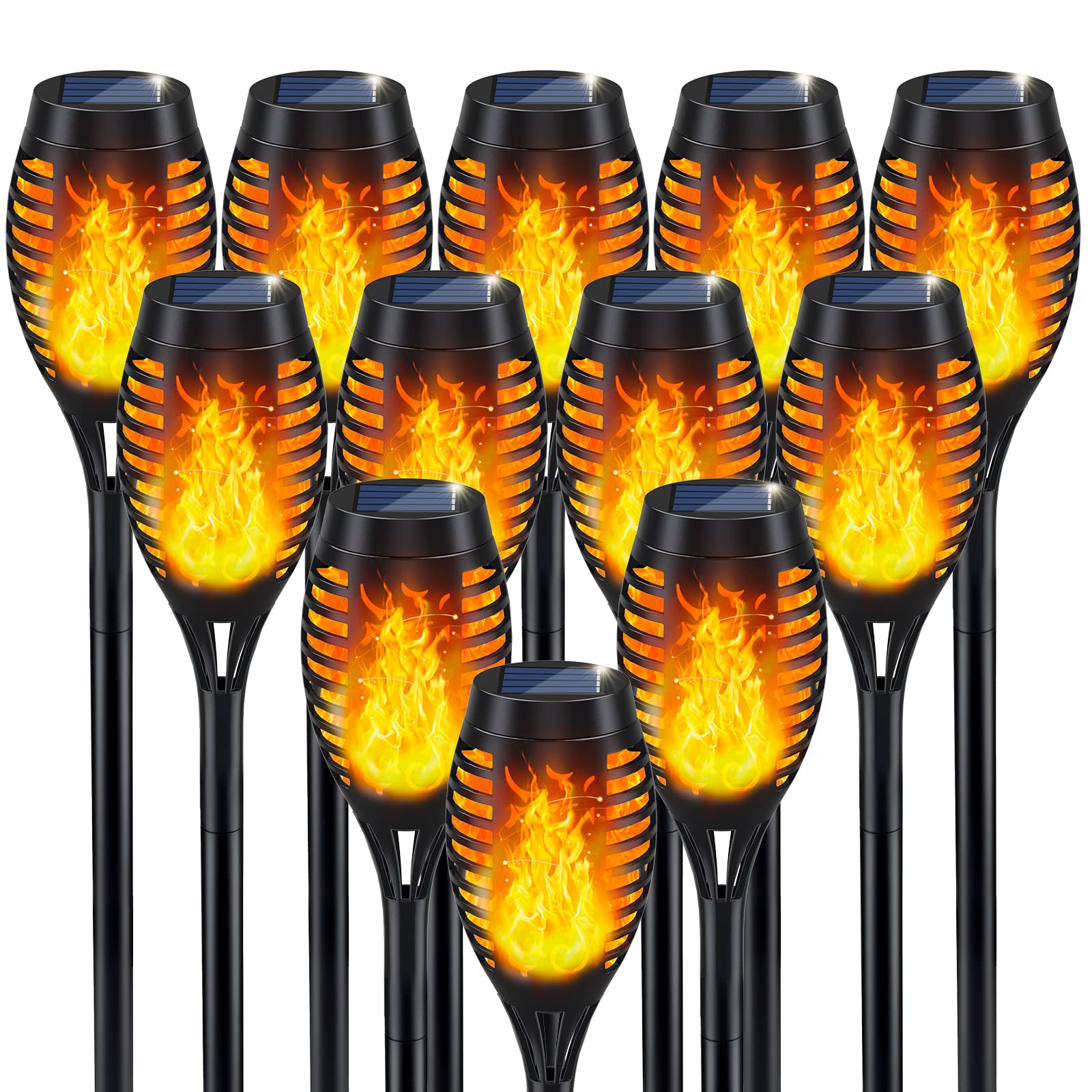 Solar Flame Torch Lights for Garden Decor, 12Pack Solar Lights Outdoor, Garden Lights Solar Powered Waterproof, LED Torches for Outside Decor, Luces Solares Outdoor Decorations for Patio Garden Art
