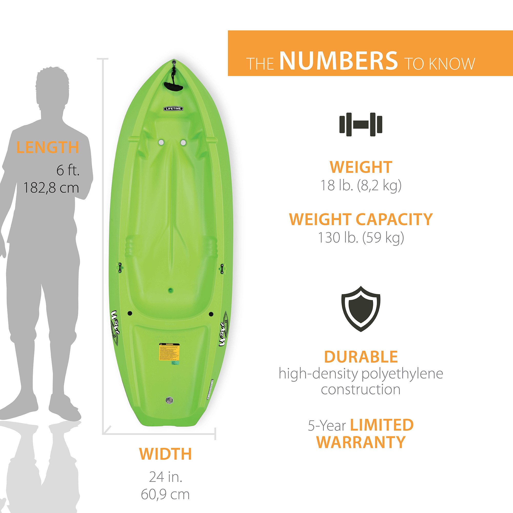 Lifetime Youth Wave Kayak with Paddle, 6 Feet, Green
