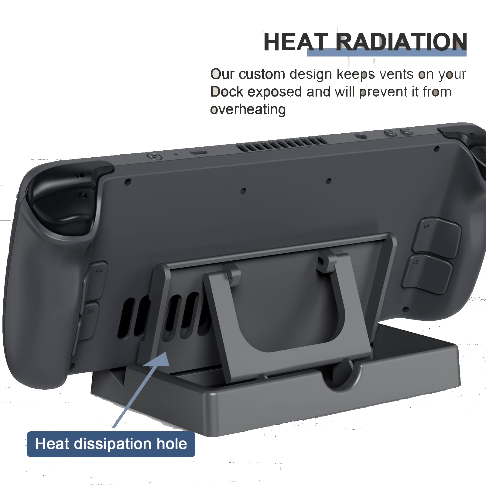SEAFER Stand Base for Valve Steam Deck, Anti-Slip Adjustable Foldable Stand Base Compatible with Steam Deck Accessories
