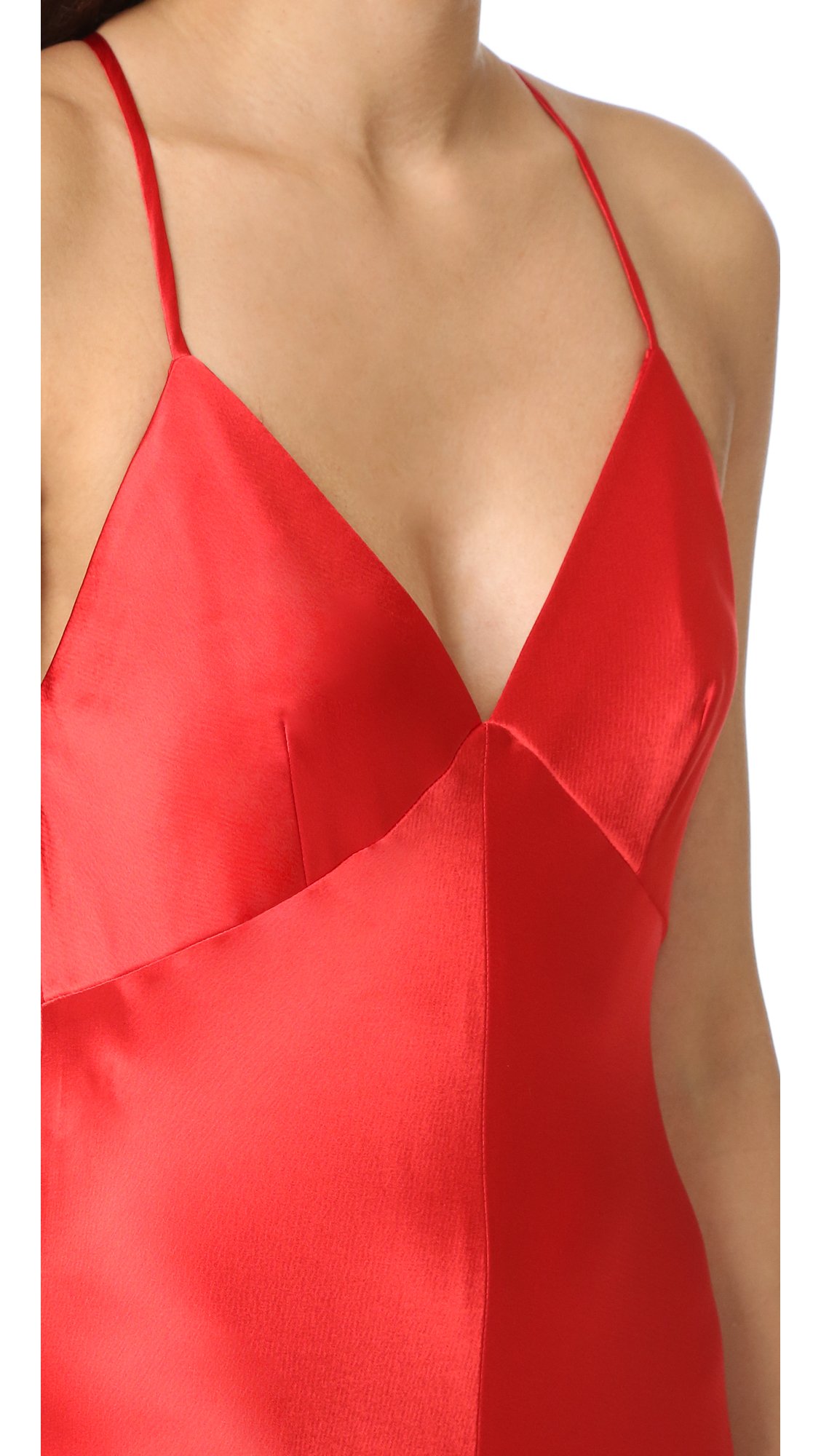 Jill Jill Stuart Women's Deep V Silk Slip Dress, Cherry, 6