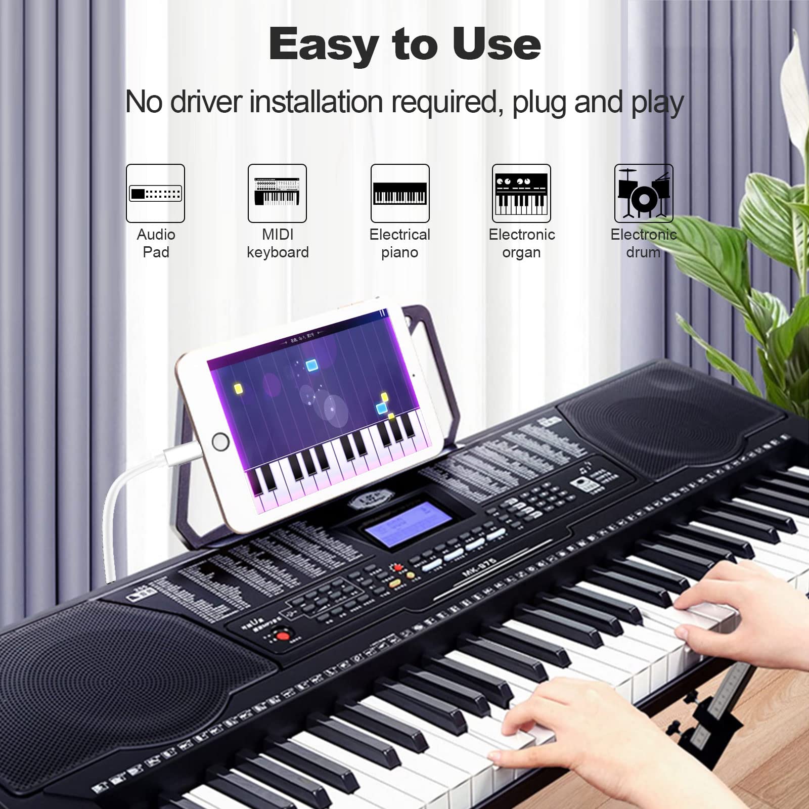 Lightning to MIDI Cable for iPad/iPhone, [Apple MFi Certified] USB - B Midi Cord for Midi Controller, Electronic Music Instrument, Piano, Midi Keyboard, Recording Audio Interface, USB Microphone