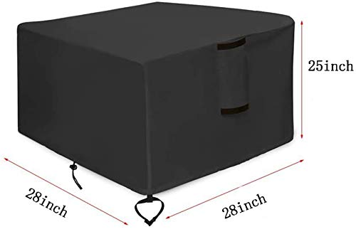 TheElves Fire Pit Cover,28 Inch Patio Fire Pit Covers Square Gas Firepit Table Cover for Outdoor Propane Fire Pit - 28x28x25inch