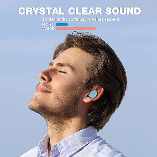 KOSETON E9 True Wireless Earbuds, Baby Blue β Wireless in-Ear Headphones for Running and Sport β Bluetooth Earbuds with a Comfortable, Secure Fit, 30 Hour Battery, Great Sound