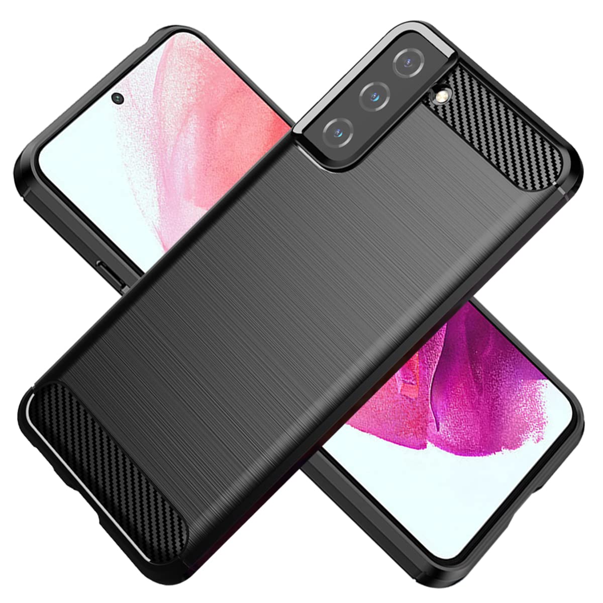 KOARWVC Phone Case for Galaxy S21 Plus 5G Case, Samsung S21+ SM-G996U Case Carbon Fiber Shockproof Rugged Shield Anti-Scratch Soft TPU Back Cover Protective Cases for Samsung Galaxy S21 Plus (Black)