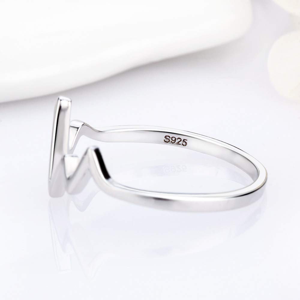 LGSY Heartbeat Rings for Women Sterling Silver