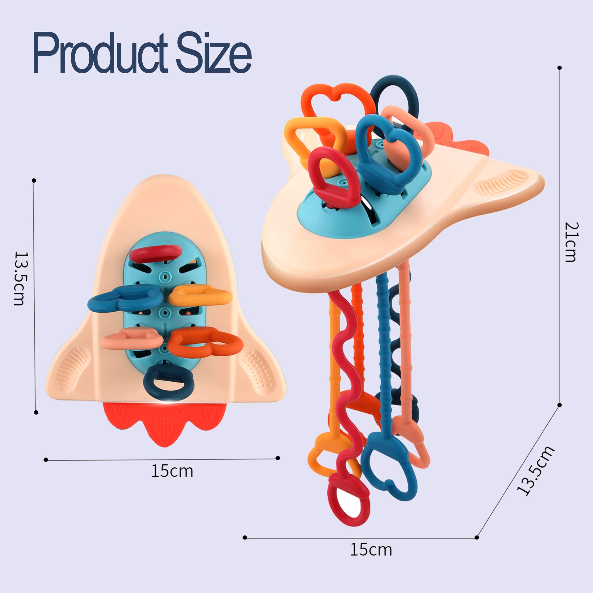 Silicone Pull String Interactive Toy, New 3-in-1 Teething Teether, Rattles ,Silicone Toys, Hidden Surprise Toys for Kids,Toys for Boys/Girls/Toddlers/Baby Age 18 M+