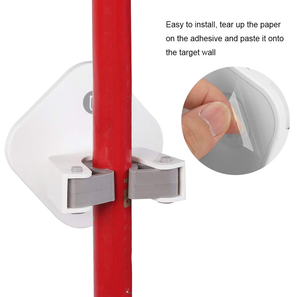 Tharyee Multifunctional Bathroom Seamless Wall Mop Hook Mop Grippers Broom Holder Hanger Rack Holder Clip for Broom