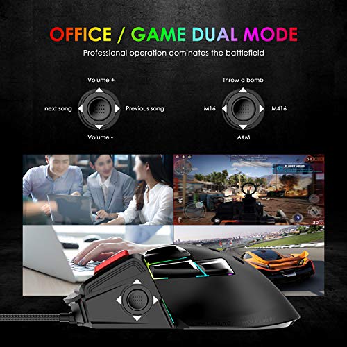 Mechanical Keyboard and Mouse Combo Wired 82 Keys White Backlit Gaming Keyboard Blue Switch, 12000 DPI with 12 Button Programmable Mice Compatible with Laptop PC Gamer Computer Typist Desktop