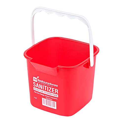 Restaurantware Clean 3 Quart Cleaning Bucket, 1 Detergent Square Bucket - With Measurements, Built-In Spout & Handle, Red Plastic Utility Bucket, For Home Or Commercial Use