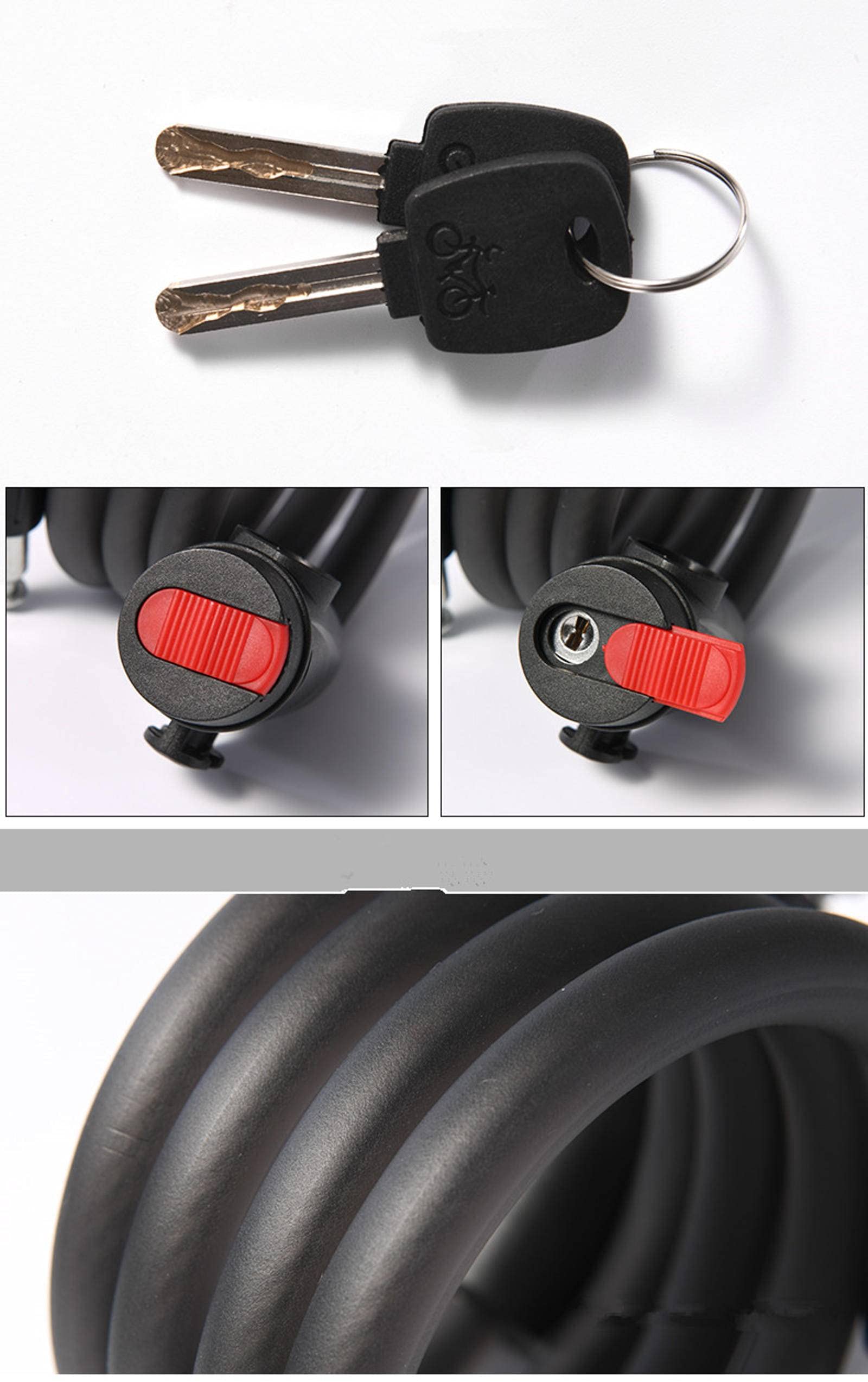 NC Bicycle Lock, 6-Foot Bicycle Cable Lock, Alloy Lock Wire Lock, Safe Anti-Theft Bicycle Chain Lock, with Key, Lock Frame Combination