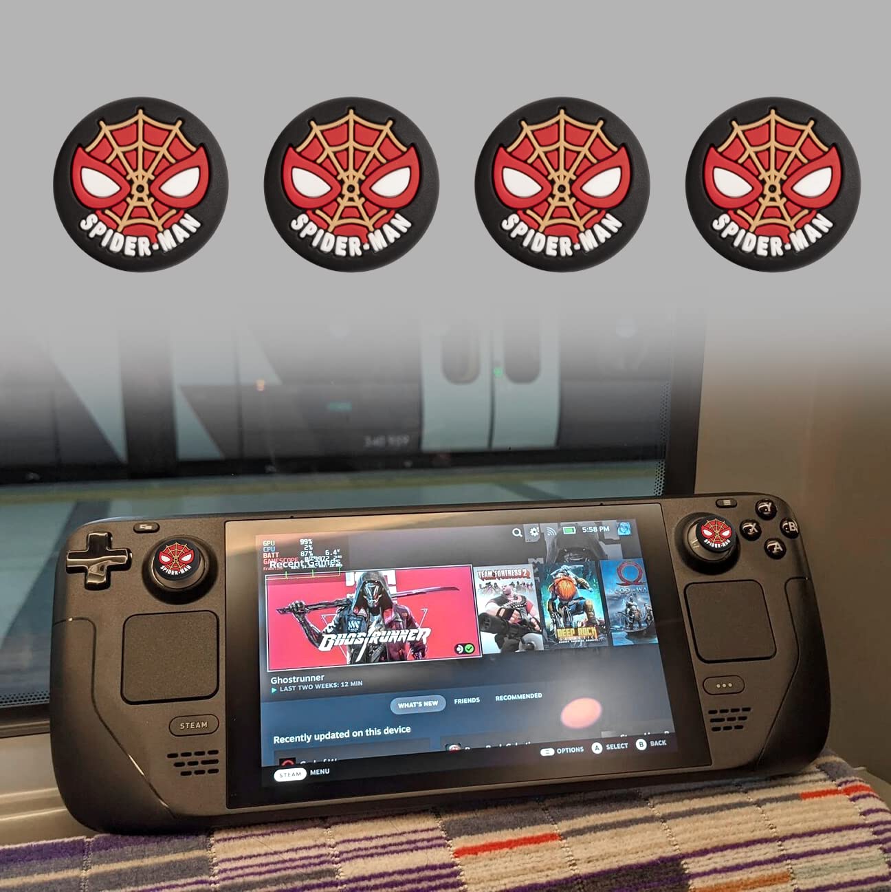 Sedicoca 4Pcs Thumb Grips Cap Compatible with Steam Deck, Controllers Game Remote Joystick Cap, Fantastic Non-Slip Silicone Game Console Protection Cover for Steam Deck (A)