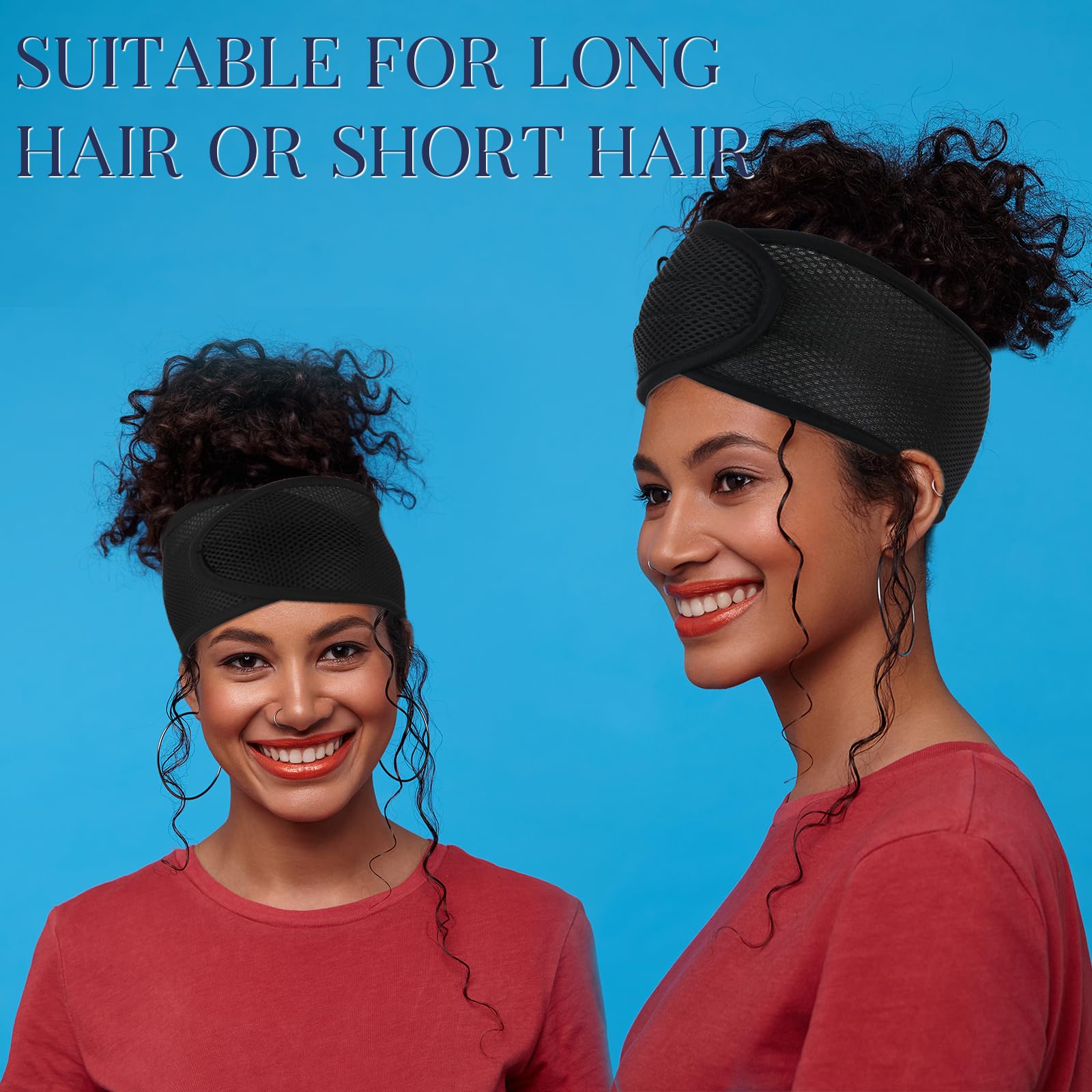 KALIONE 4 Packs Mesh Hair Wrap Strips for Women Adjustable Head Wraps Strips Breathable Hair Net for Makeup Workout Sleeping