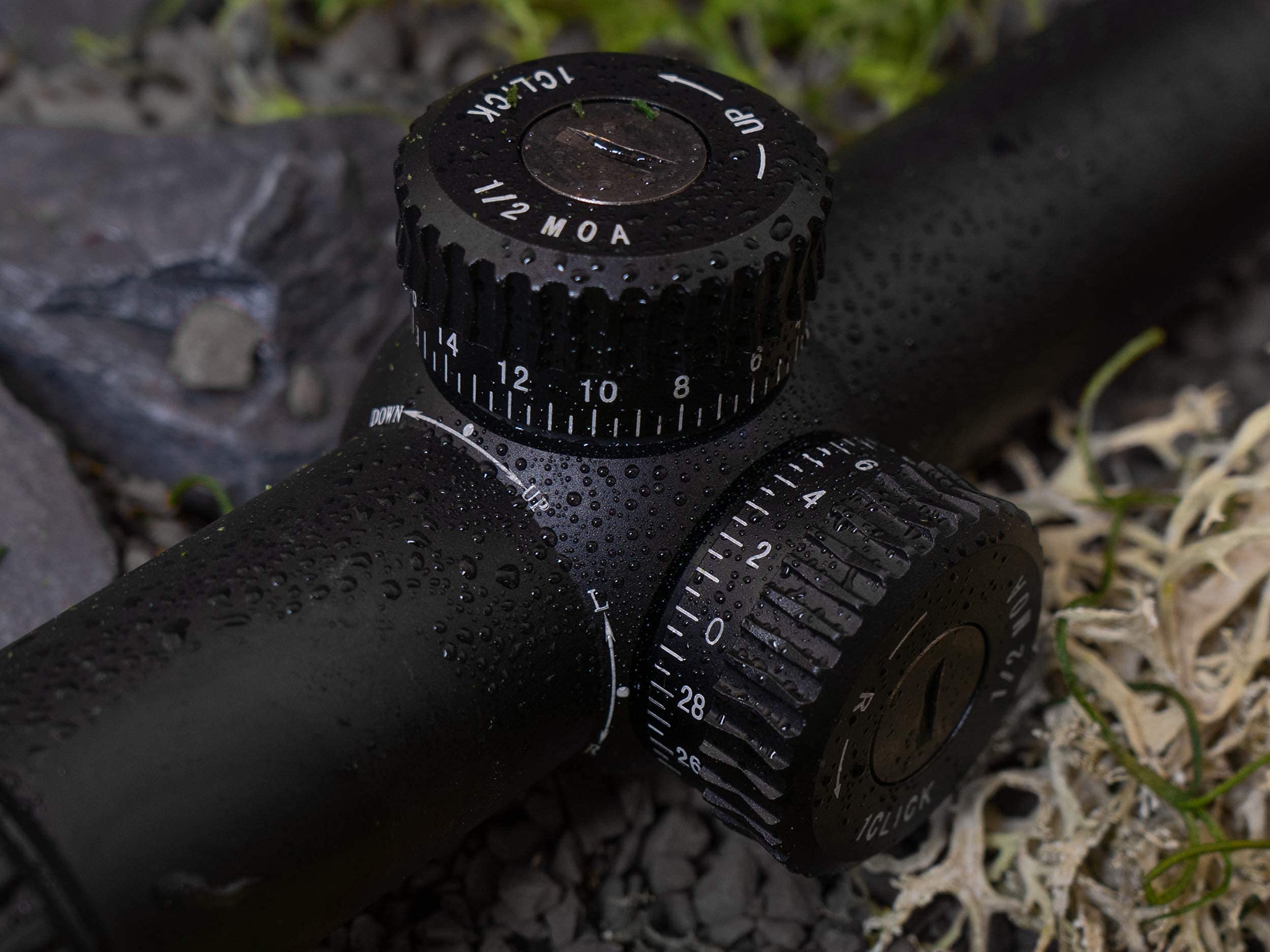 Monstrum Alpha 1-6x24 First Focal Plane FFP Rifle Scope with MOA Reticle | H-Series 30mm Offset Scope Rings | Bundle