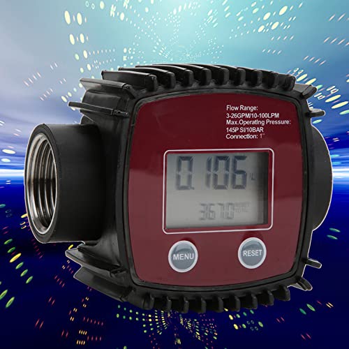 Oil Counter Gas Thread Sensor K25 1in Female Thread Flowmeter Digital Display Water Liquid Flow Sensor 10β100L/MIN(Red)