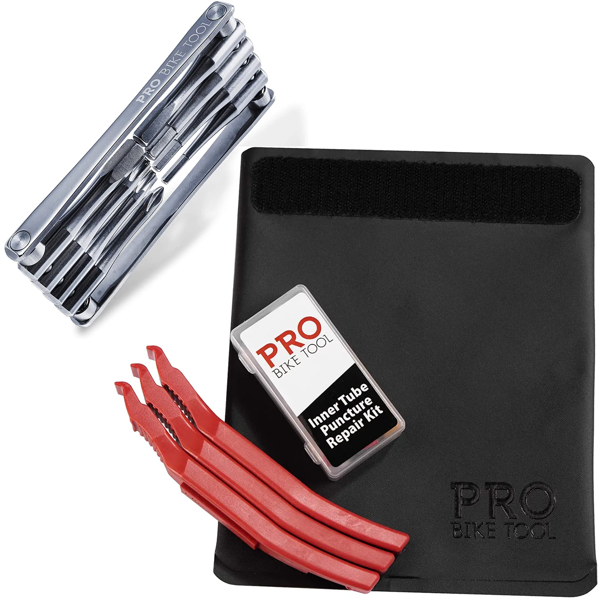 PRO BIKE TOOL Puncture Repair Kit Set & Bicycle Multitool