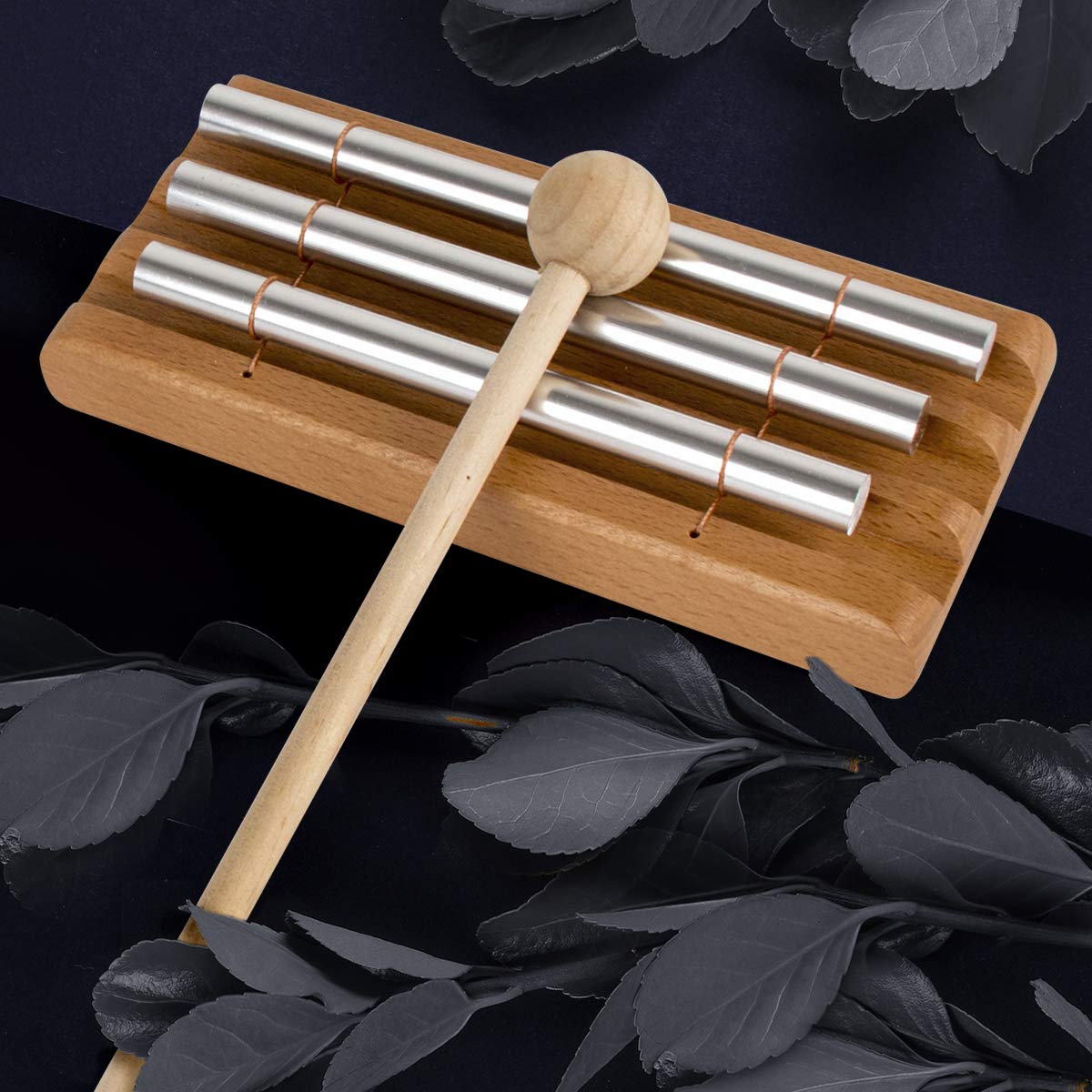 Meditation Trio Chime, AKLOT Chime Three Tone Trio Chime Bell Hand Percussion Chimes for Prayer Meditation Yoga Teachers' Classroom Management