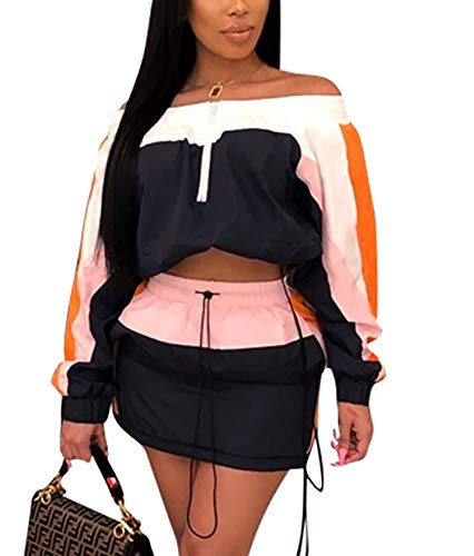 ksotutm Women 2 Piece Outfits Lightweight Windbreaker Jacket Top + High Waist Shorts Plus Size Tracksuit Jumpsuits A Black