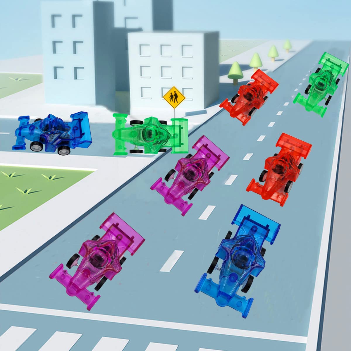SeeuFun 48 Pieces Bulk Mini Pull Back Racing Cars Die Cast Vehicles Toy, Party Favors for Boys and Girls,Colors Randomly (48pcs)