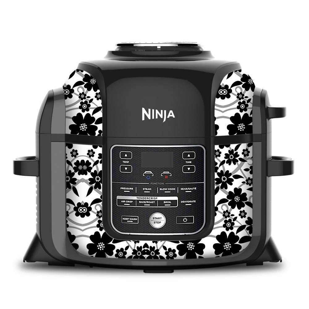 KRAFT'D Wrap for Ninja Foodi 6.5 Quart QT Accessories Cover Sticker | Wraps fit Ninja Foodi 6.5 Quart QT Mdl: OP302 107 | Black White Floral Pattern