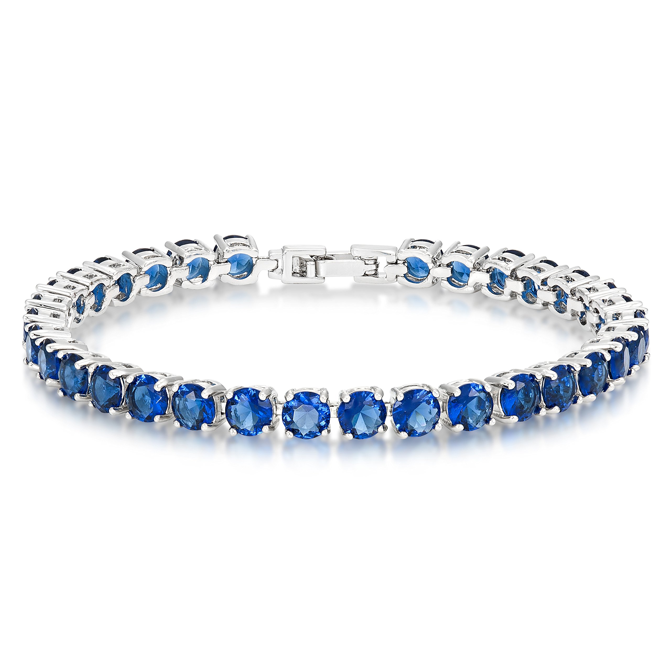 KEZEF Round Cut Simulated Emerald Green Color Tennis Bracelet 7 inch