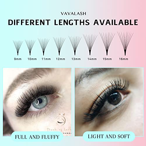 VAVALASH 1000 Fans Premade Fans Eyelash Extensions 9-16mm Mixed Length Premade lash Fans 5D 8D 10D 14D Handmade Promade Loose Fans Thin Base Premade Volume Lash Extension(10D-0.07-D-9-16mm)