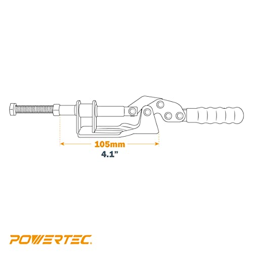 POWERTEC 2PK Toggle Clamp, 300lbs Holding Capacity, 302F Quick Release Push/Pull Clamp for Woodworking Jigs and Fixtures, Pocket Hole Jigs, Welding, CNC (20304-P2)
