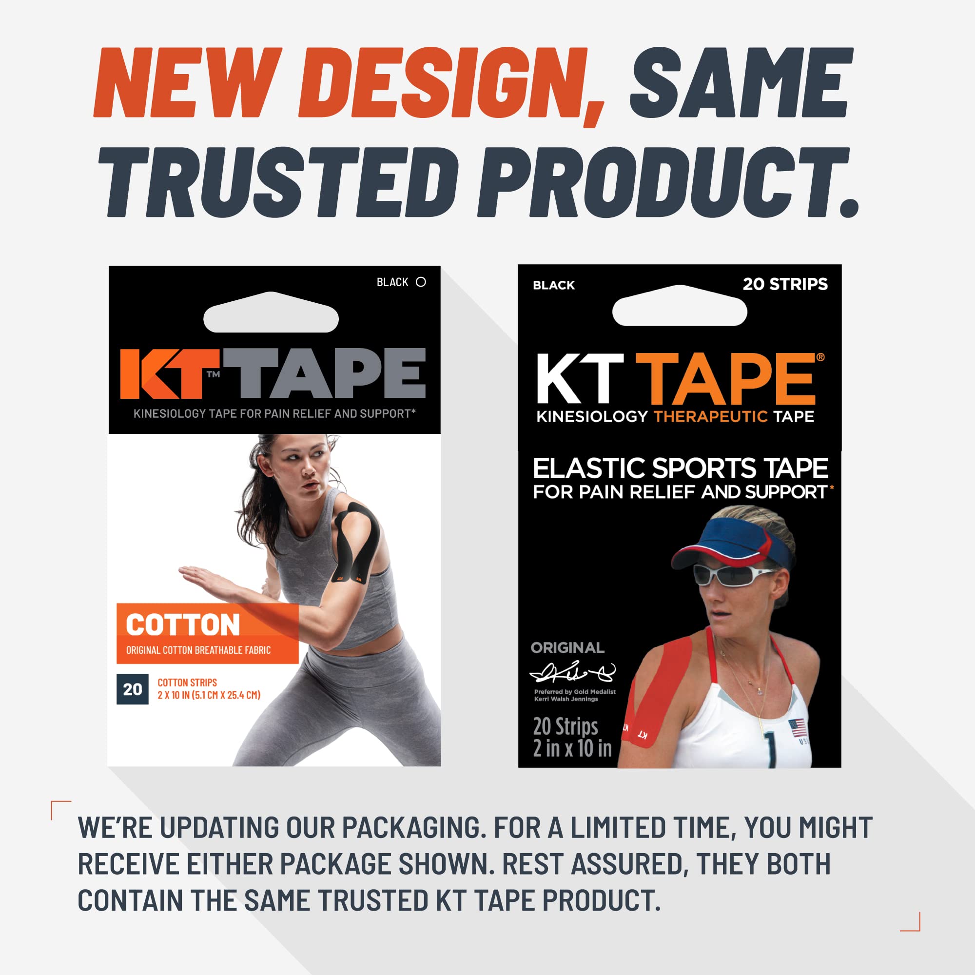 KT Tape, Original Cotton, Elastic Kinesiology Athletic Tape, 20 Count, 10β Precut Strips, Blue