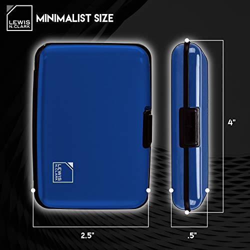 Lewis N. Clark Mini RFID Aluminum Wallet, Credit Holder, Business Card Metal ID Case for Men & Women, Blue, One Size